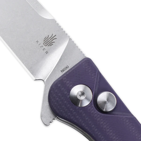 Kizer Swaggs Swayback Button Lock Purple G-10 - MonthlyKnifeClub